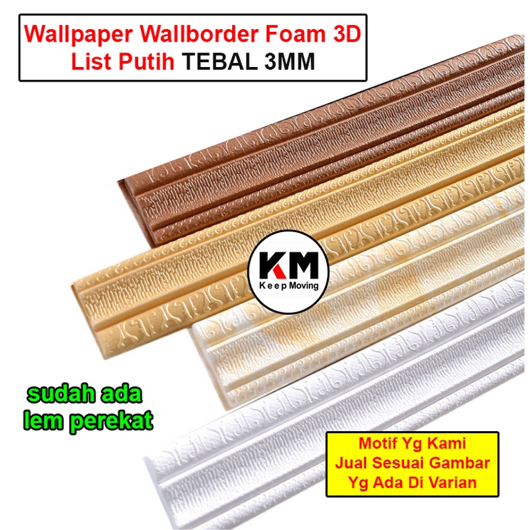 Jual KM Wallpaper List Putih Wall Paper List Foam 3D Wallborder Foam 3D ...