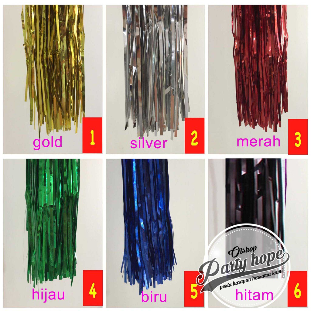 Jual tirai foil / tirai rumbai / foil curtain / backdrop foil / tirai ...