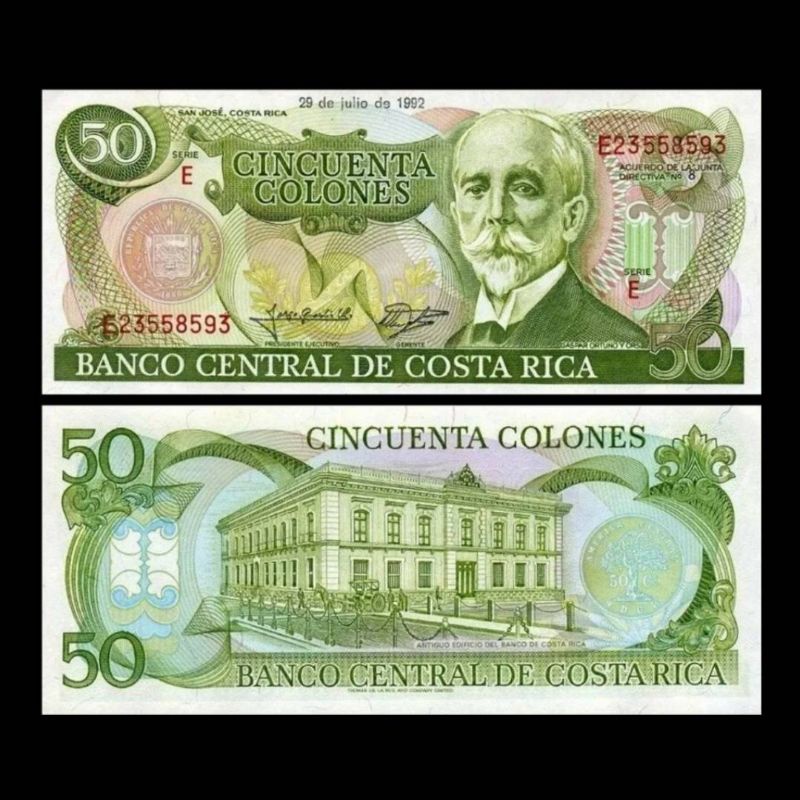 Jual UANG COSTA RICA 50 COLONES 1992 UNC GRESS ORIGINAL BANKNOTE ...