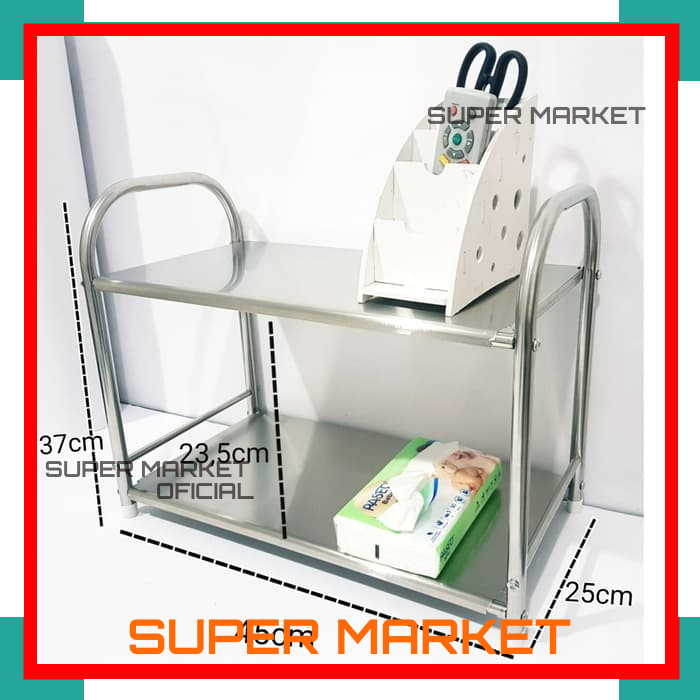 Jual Rak Dapur 2 Susun Stainless Anti Karat Portable Bongkar Pasang ...