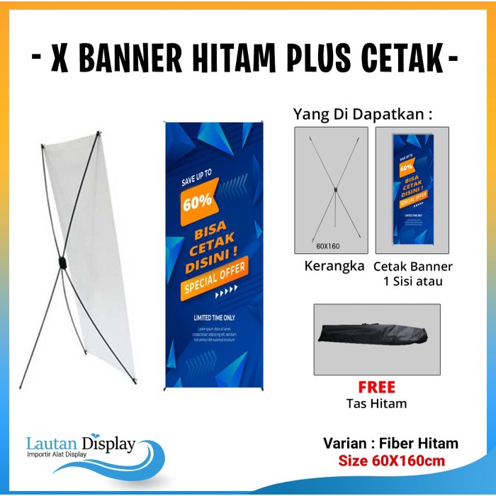 Jual Stand Banner Spanduk Standing Poster X Baner 60X160 Cm Plus Cetak ...