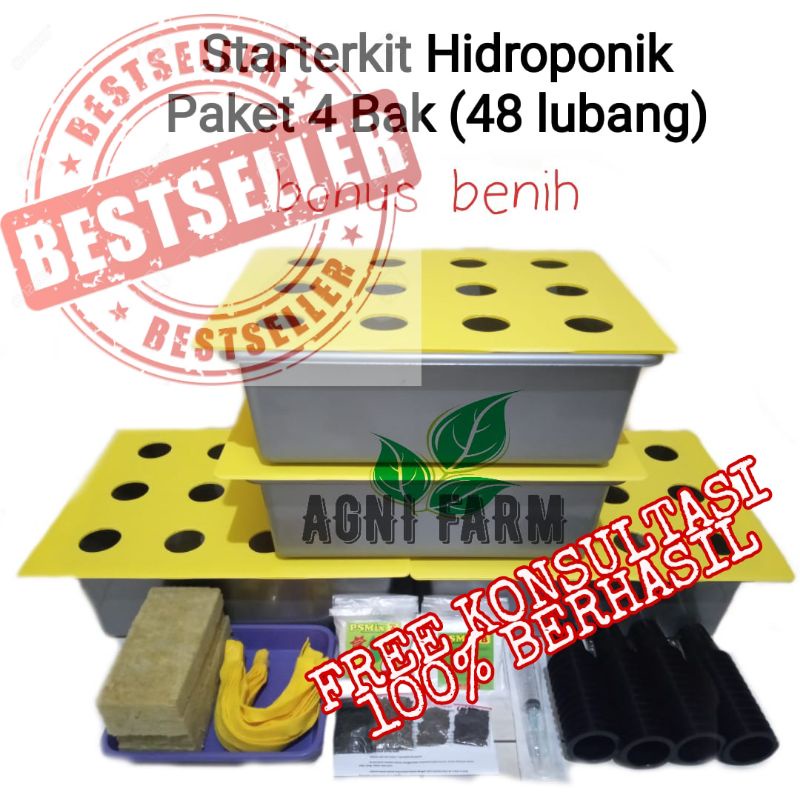 Jual HIDROPONIK SET STARTER KIT PEMULA LENGKAP 4 BAK 48 LUBANG SIAP PAKAI DENGAN PANDUAN ...