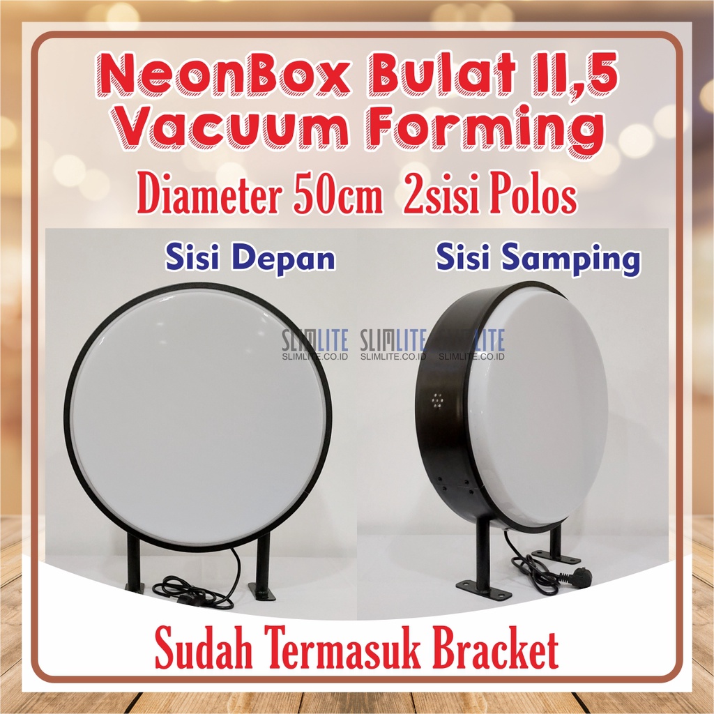 Jual Neon Box Bulat 50cm 2sisi Vacuum Polos Frame Tebal 11,5cm | Neon ...