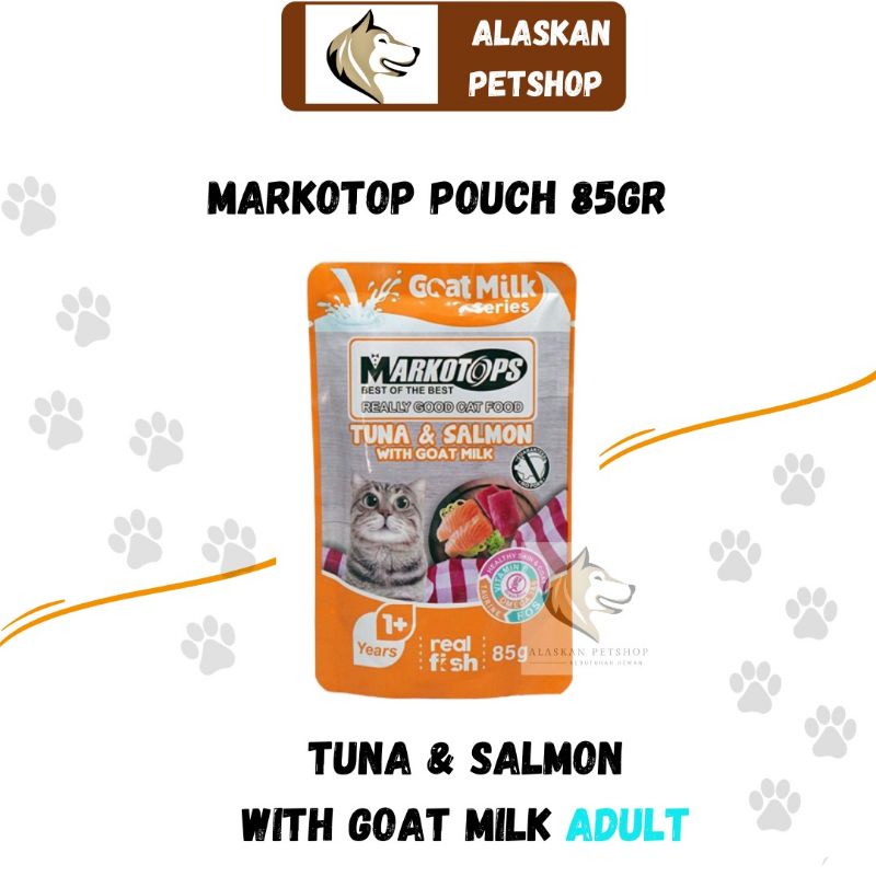 Jual Markotop pouch wet food 85g Tuna & Salmon with goat milk Adult ...