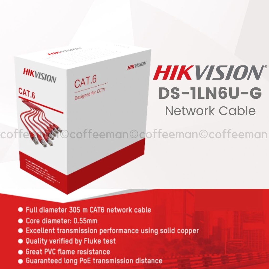 Jual KABEL HIKVISION CAT 6 DS-1LN6U-G Cable UTP HIKVISION 305M | Shopee Indonesia