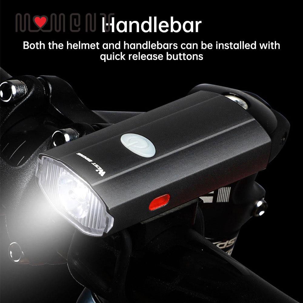 Jual Lampu Sepeda LED Rechargeable 300 Lumens WEST BIKING - B1 - Black ...