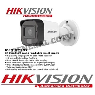 Jual Camera CCTV Outdoor HIKVISION 5MP AUDIO DS-2CE16K0T-LPFS Infrared | Shopee Indonesia