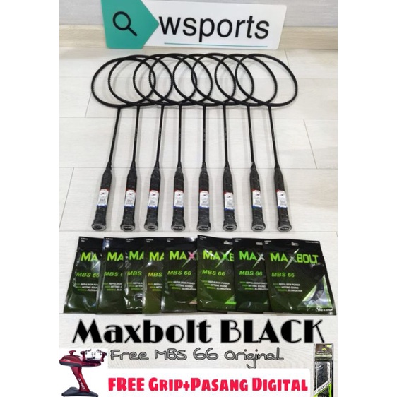 Jual Raket Badminton Maxbolt BLACK Original (Free Senar MBS+Grip+Pasang ...