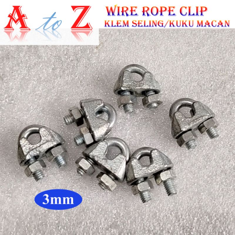 Jual klem sling 3mm/wire rope clip/klem seling 3mm/clam/kuku macan 3mm ...