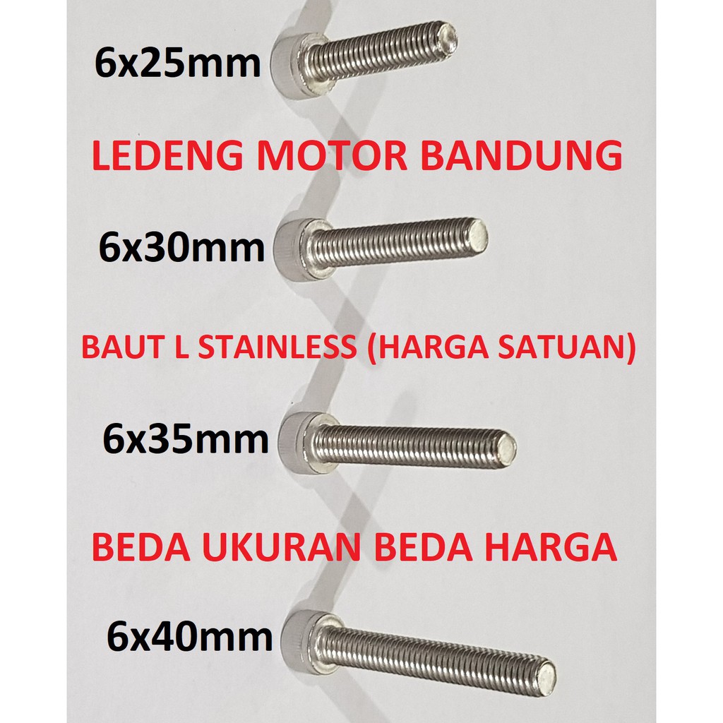 Jual Baut L M6x25 Stainless Diameter 6mm Panjang 25mm | Shopee Indonesia