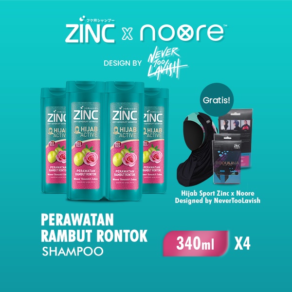 Jual SHAMPOO ZINC HIJAB ACTIVE PERAWATAN RAMBUT RONTOK 340ML x4 Free ...