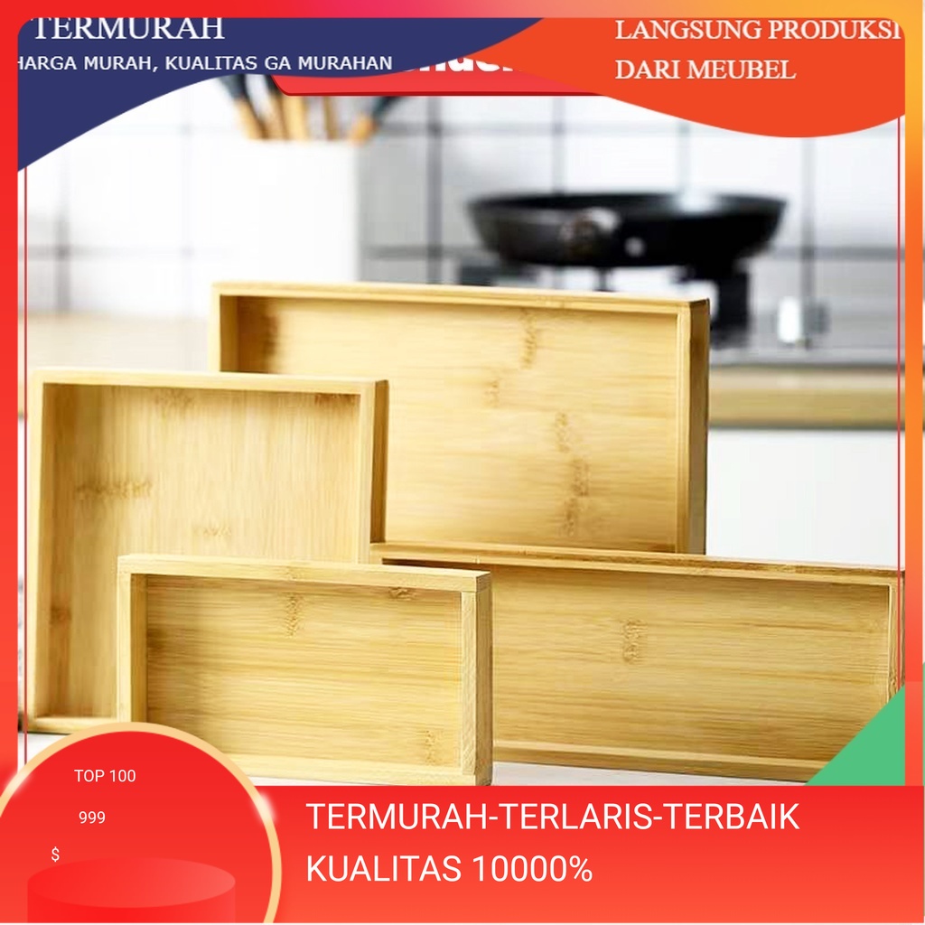 Jual Nampan baki tray kayu bambu kotak persegi panjang premium awet ...