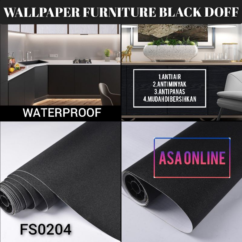 Jual Wallpaper Stiker Lemari Kayu Dapur Hitam Doff Polos Pvc Anti ...