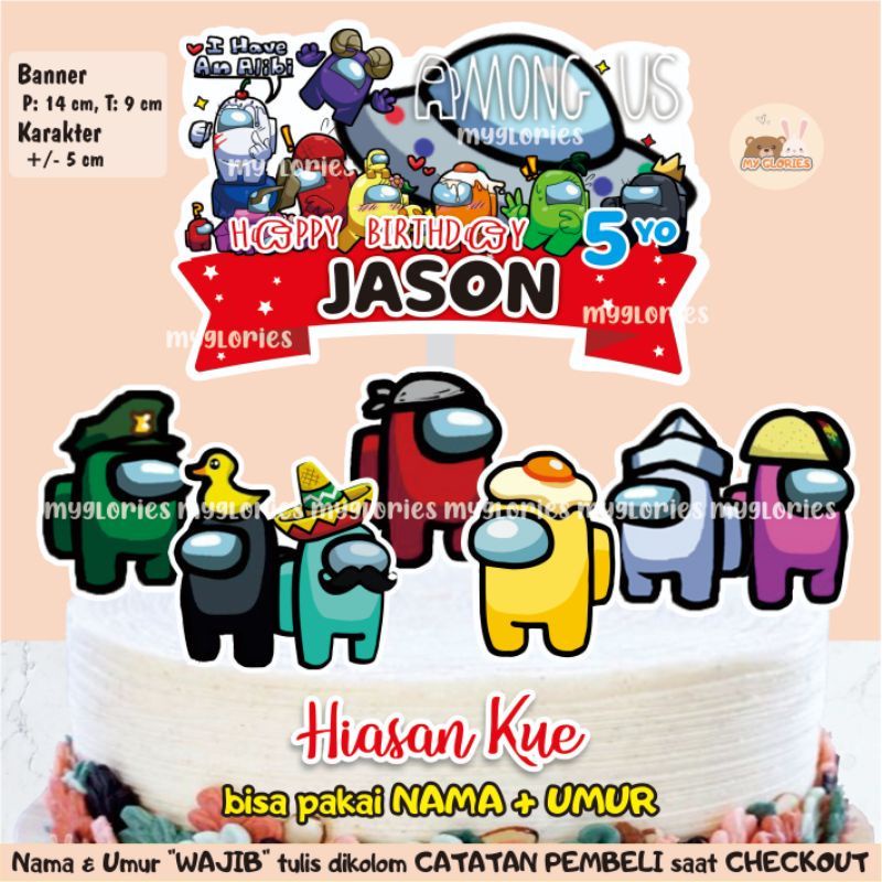 Jual [ CUSTOM NAMA & UMUR ] PART 1 Paket Hiasan Kue Karakter Custom ...