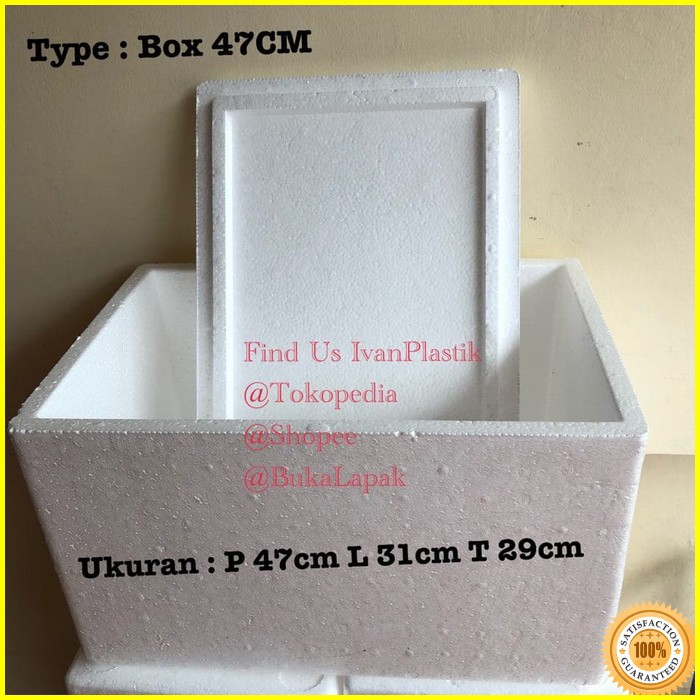Jual Kotak - Styrofoam Box 47Cm /Stereofoam Box/ Kotak Gabus - Putih ...