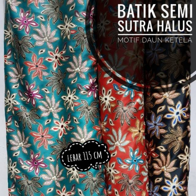 Jual bahan kain batik halus semi sutra motif daun ketela/ semi sutra ...