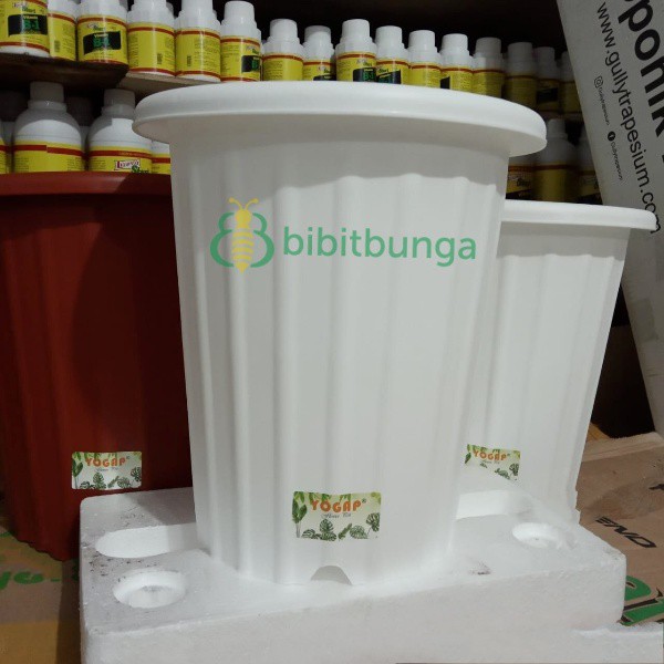 Jual Pot Tinggi YOGAP 19 Warna Putih Cokelat Tanaman Bunga Plastik ...