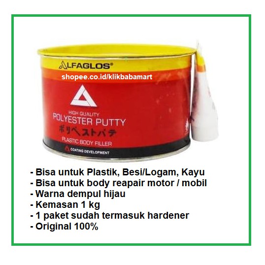 Jual DEMPUL BODY REPAIR MOBIL MOTOR ALFAGLOS POLYESTER PUTTY 2K KEMASAN ...