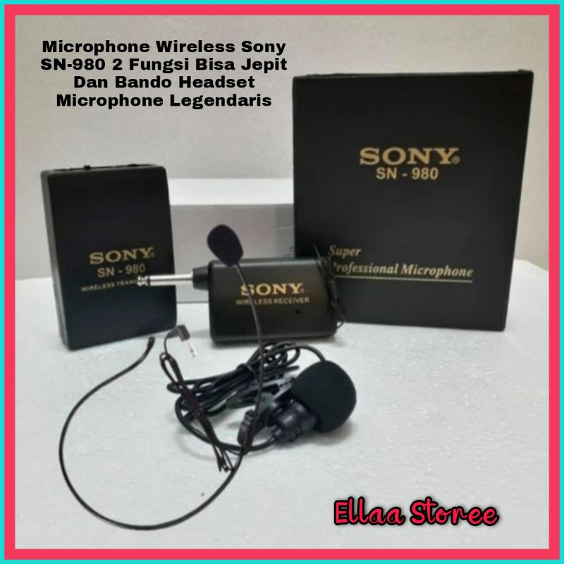 Jual Microphone Wireless Sony SN-980 2 Fungsi Bisa Jepit Dan Bando ...