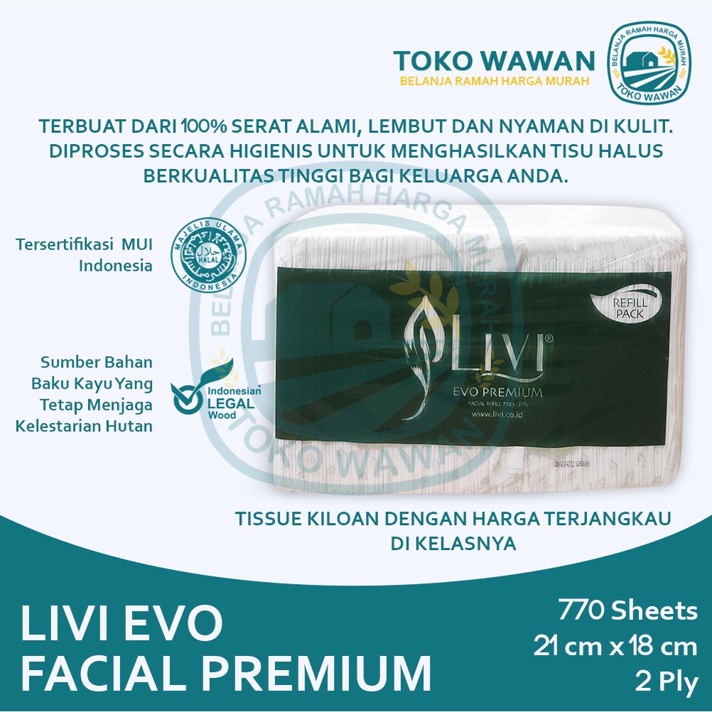 Jual Tissue LIVI EVO Premium Facial 770 Sheet Tisu Wajah Tissu Muka ...
