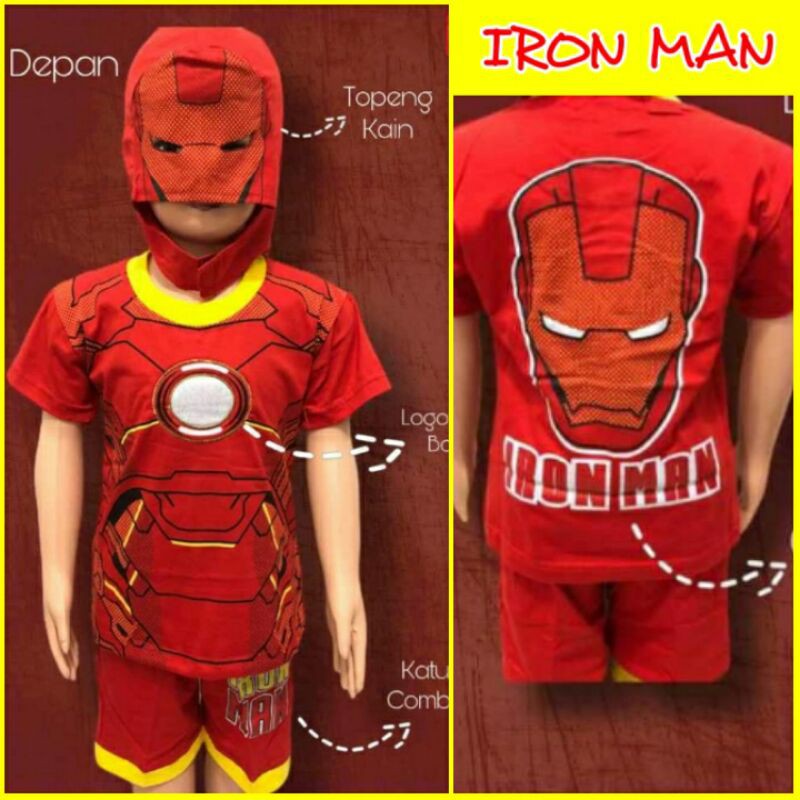 Jual STELAN PENDEK IRON MAN LENGKAP DENGAN TOPENG ,BAJU IRON MAN ANAK ...