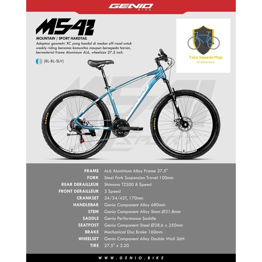 Jual Sepeda Gunung MTB GENIO M542 Frame Alloy 24 Speed Uk.27.5 Inch | Shopee Indonesia