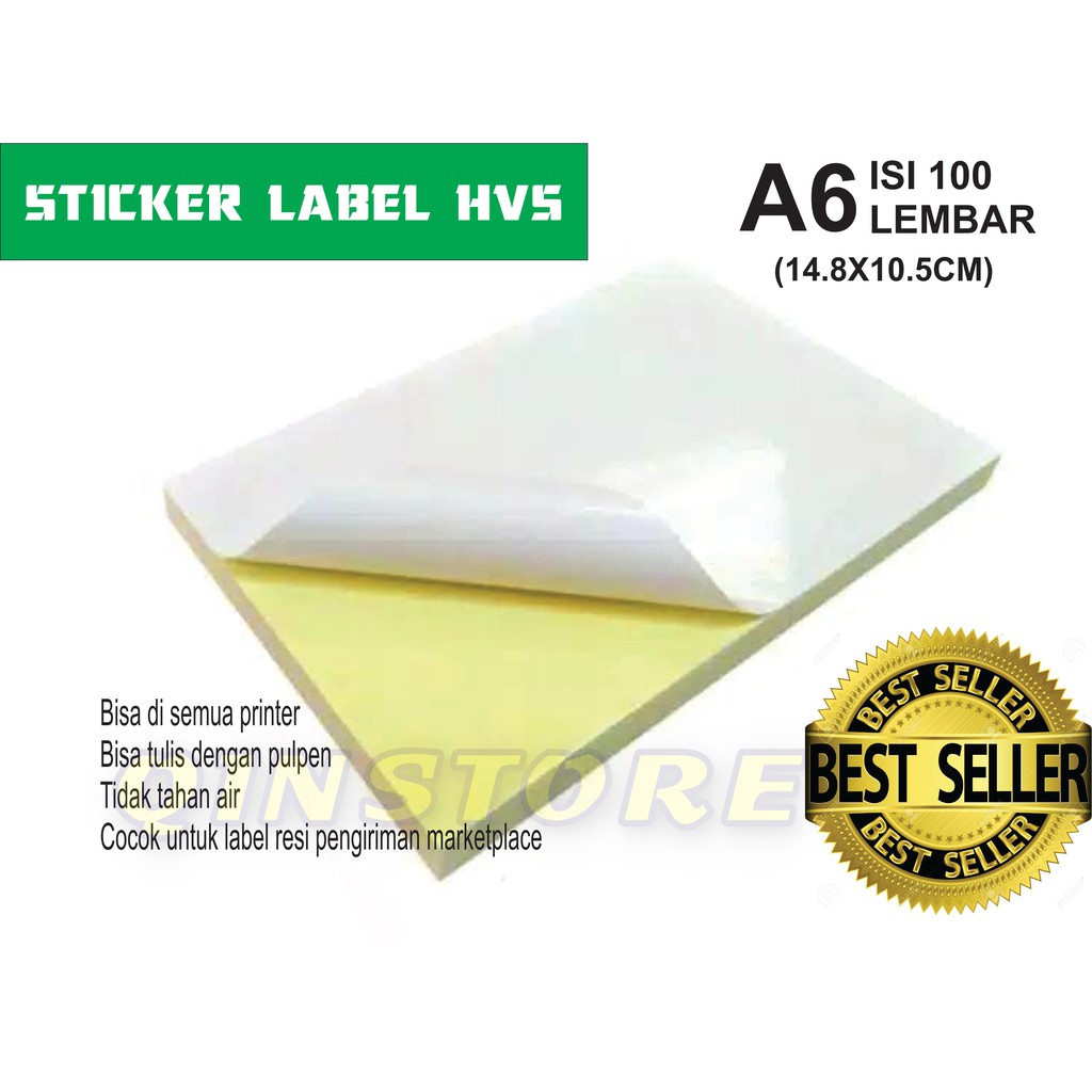 Jual KERTAS STICKER HVS A6 ISI 100 LEMBAR/KERTAS LABEL PENGIRIMAN ...