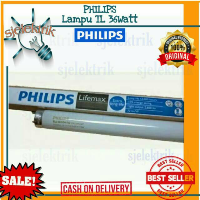 Jual Lampu TL Neon Philips 36 Watt 36W Lifemax Lampu Philip TL Neon 36 W - 120 Cm | Shopee Indonesia