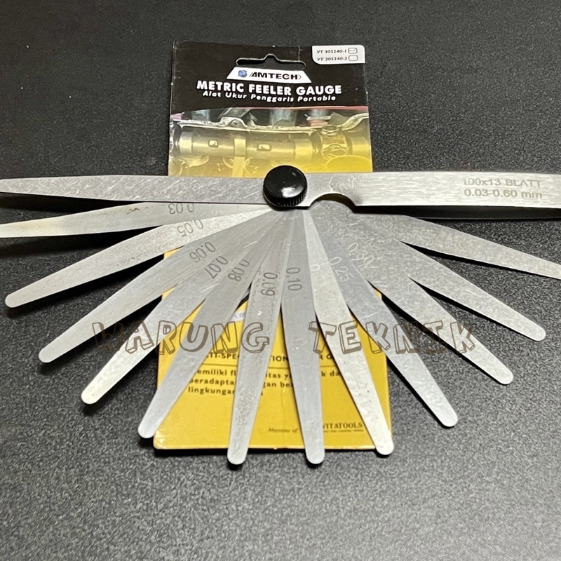 Jual AMTECH METRIC THICKNESS FULLER FILLER FEELER GAUGE 13 BLADES UNTUK ...