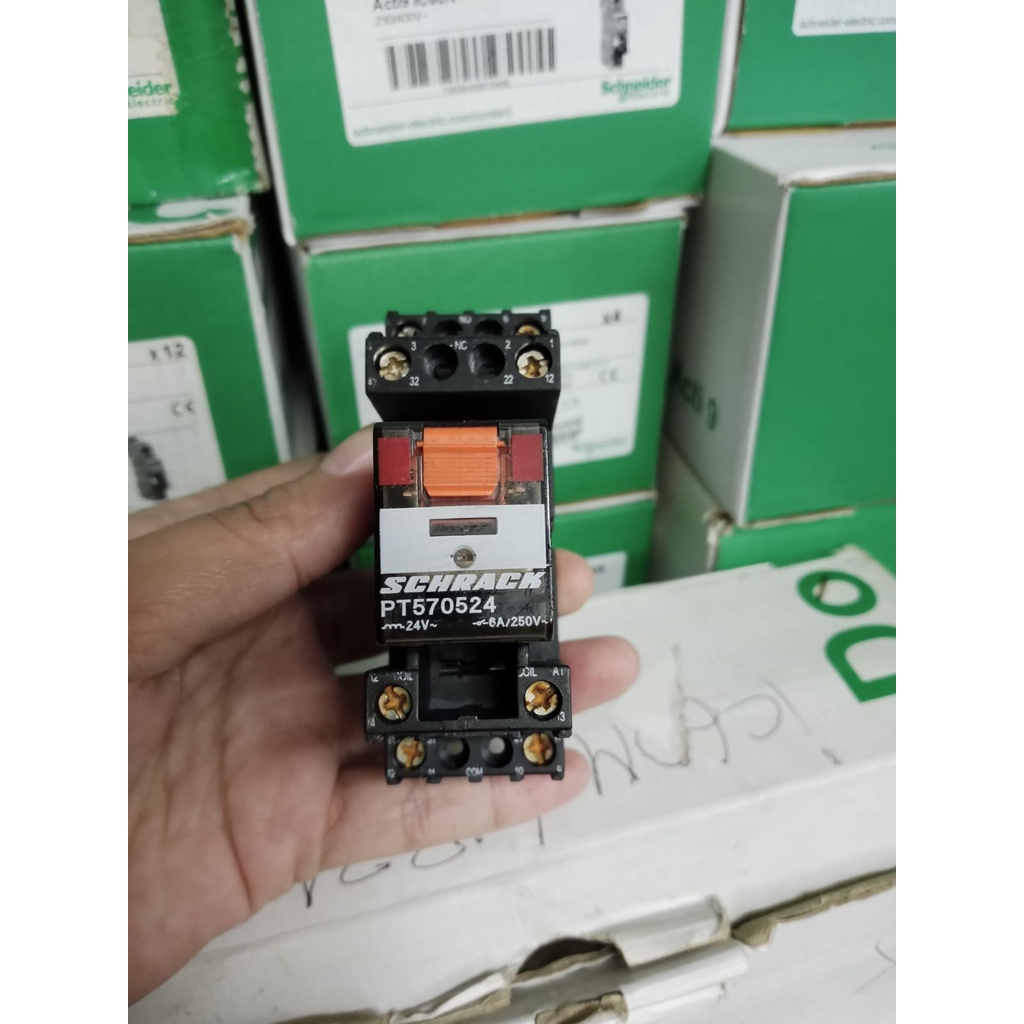 Jual SCHRACK PT570524 Plug-in Relay 14 oin 4 C/O 24VAC 6A + Socket ...
