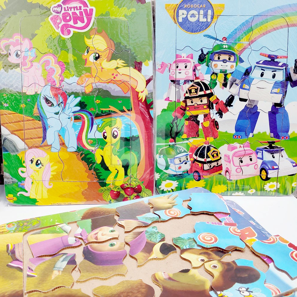 Jual TGA Puzzle Kayu JUMBO 24x34cm Karakter RANDOM Little Pony Robocar ...
