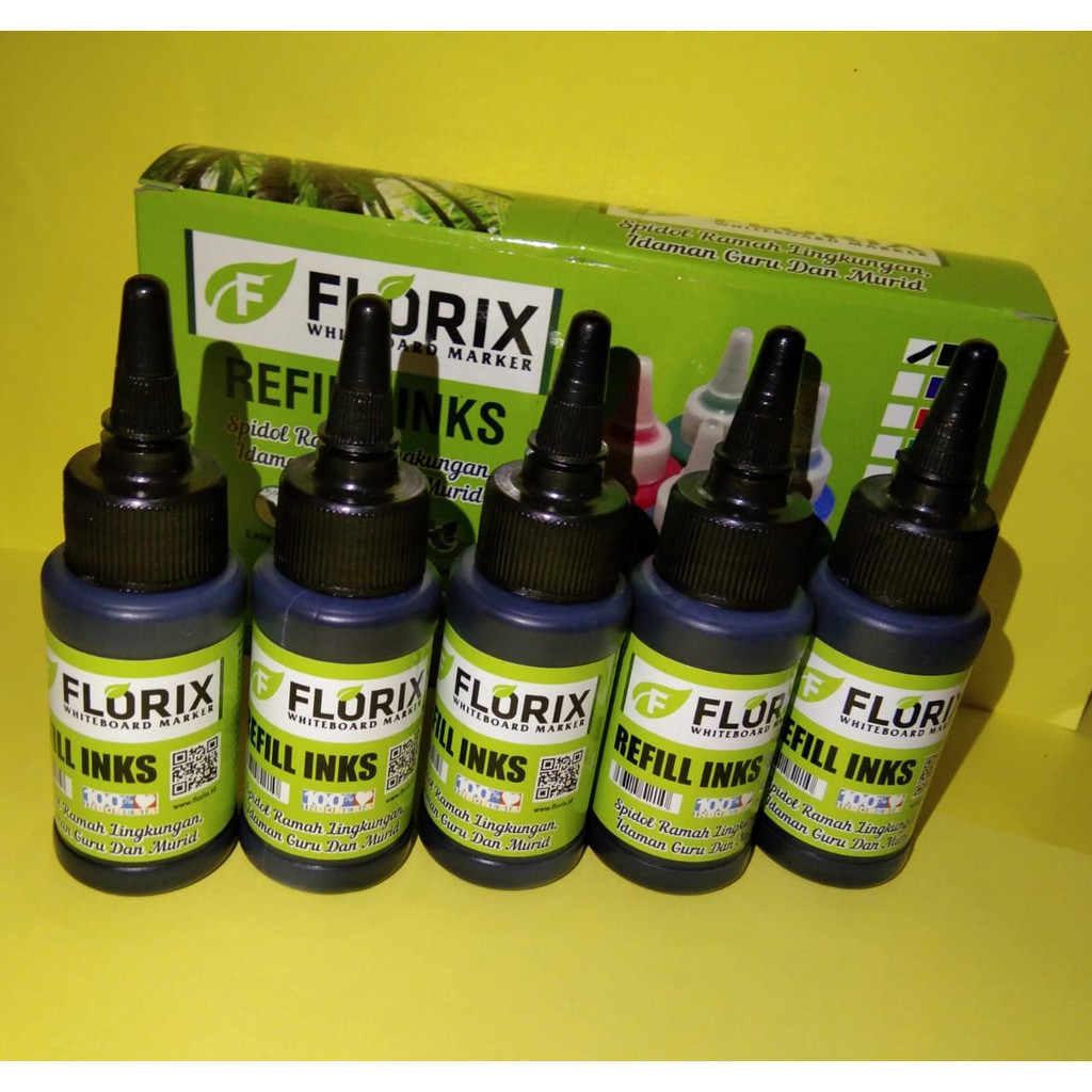 Jual Tinta Spidol Whiteboard Florix 100ml Isi 5 Botol - Tinta Refill ...