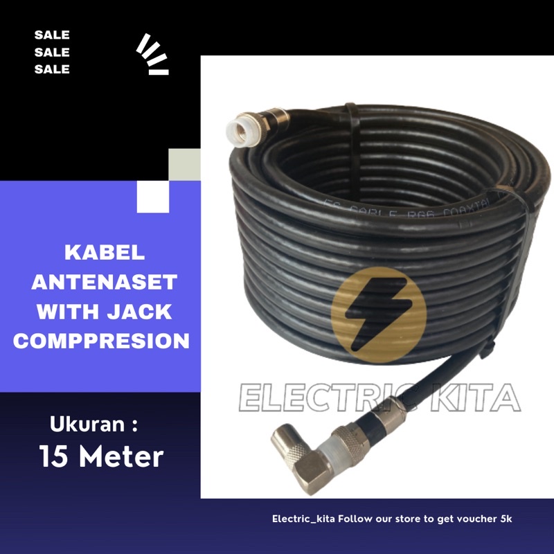 Jual kabel antena tv digital toyosaki ke antena tembok/ kabel antena tv jack compresion 15 meter ...