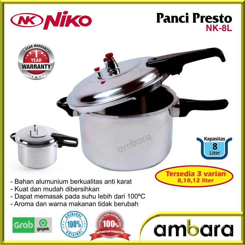 Jual Niko Panci Presto Bahan Aluminium 8-12 Liter - NK8L,10L,12L | Shopee Indonesia