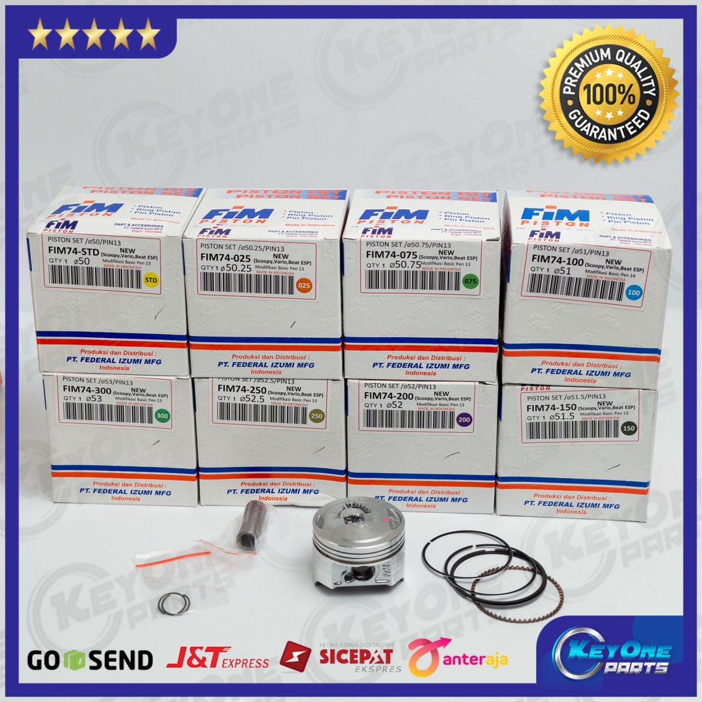 Jual PISTON KIT FIM74 HONDA VARIO110 ESP, BEAT NEW ESP, SCOOPY LED ESP ...