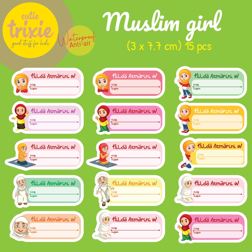 Jual STICKER LABEL BUKU MATA PELAJARAN / MAPEL ANAK MUSLIM GIRL ...