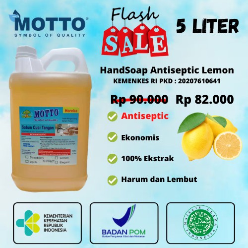 Jual Sabun Cuci Tangan Antiseptik / Antiseptic Hand Soap Lemon MOTTO 5 ...