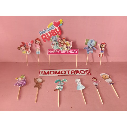 Jual Topper cake Rainbow ruby set | Shopee Indonesia