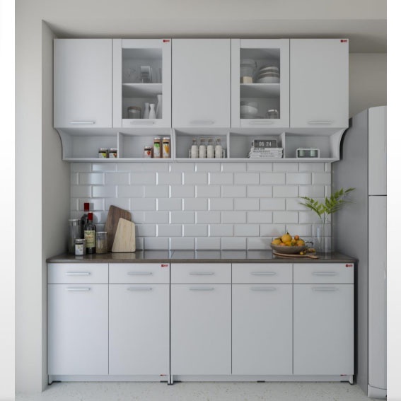 Jual KITCHEN SET PUTIH MINIMALIS DENGAN KACA KOFI SERIES | Shopee Indonesia