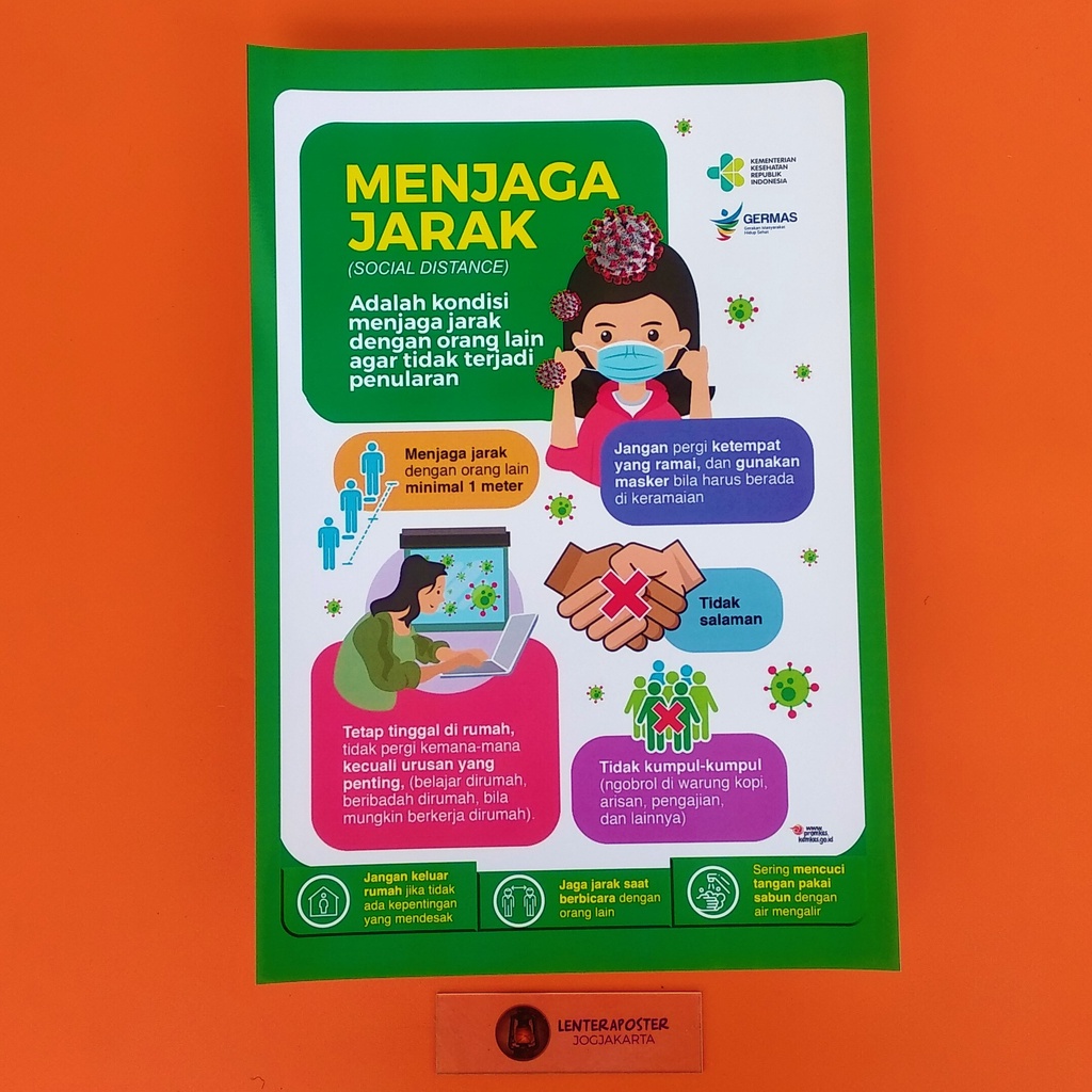 Jual Poster Kesehatan, Poster menjaga jarak, poster social distancing ...