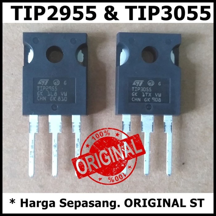 Jual Original ST TIP2955 dan TIP3055 Transistor Final Sepasang PNP NPN | Shopee Indonesia