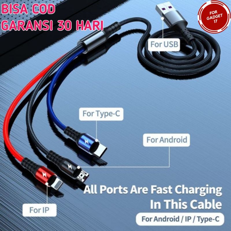 Jual KABEL DATA 3 IN 1 CHARGER CASAN FAST CHARGING HP HANDPHONE ANDROID ...
