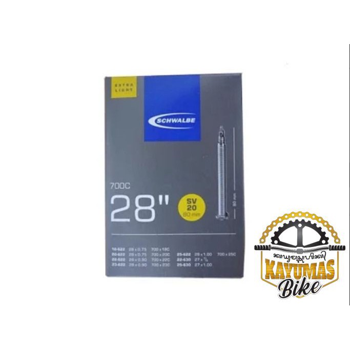 Jual BAN DALAM SCHWALBE EXTRA LIGHT 700 X 18 - 25 SV20 80mm | Shopee Indonesia
