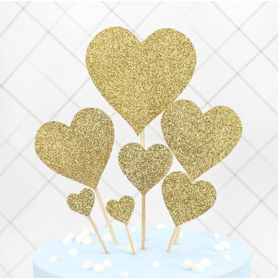 Jual Topper Bintang Star Love Heart Gliter Glitter Holo Mengkilat kue cake birthday ulangtahun ...