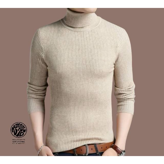 Jual Baju Sweater Rajut Turtle Neck Kerah Tinggi Pria Bahan Rajut Fit ...