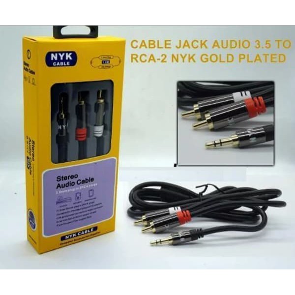 Jual NYK Kabel Audio Jack 3.5mm To RCA-2 1,5 Meter/ Kabel Audio Hp Ke Speaker | Shopee Indonesia
