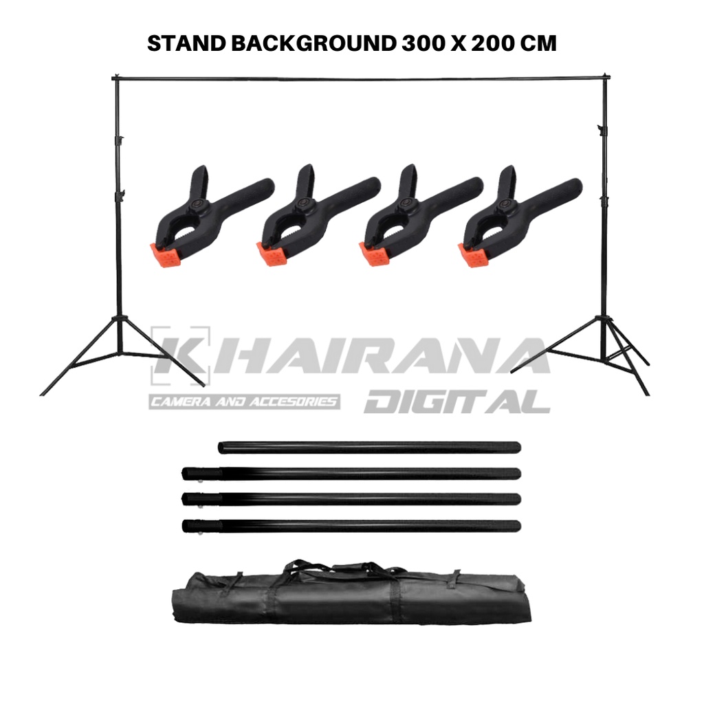 Jual stand backdrop background ukuran 300 x 200 cm plus 4jepit | Shopee ...