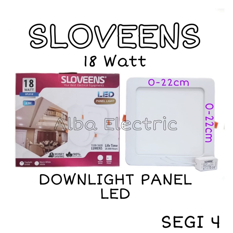 Jual Lampu Downlight Panel LED 18 Watt Kotak SLOVEENS LED Panel 18 watt ...