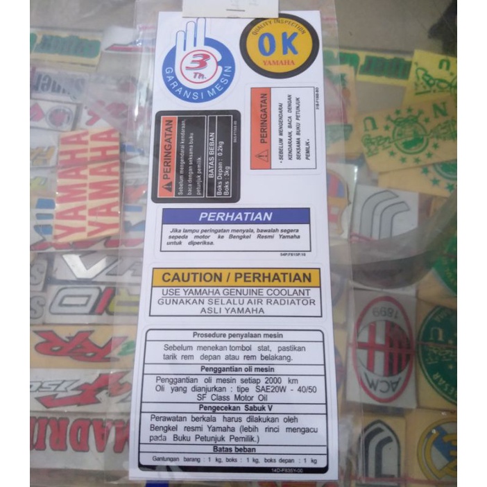 Jual stiker warning bebek Yamaha 1 set 3 tahun ok stiker peringatan ...