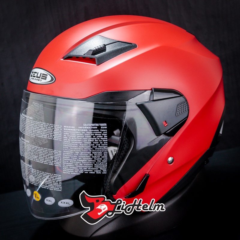 Jual HELM ZEUS ZS 611 DARK RED DOFF ZS-611 HALF FACE HELMET DOUBLE ...
